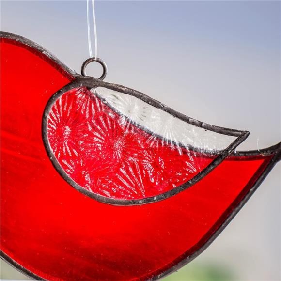 Accents | Glass Red Bird Window Ornament Suncatcher | Poshmark